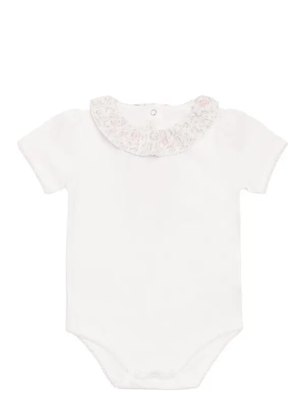 MARIE-CHANTAL Pima Cotton Bodysuit With Ruffled Collar - White
