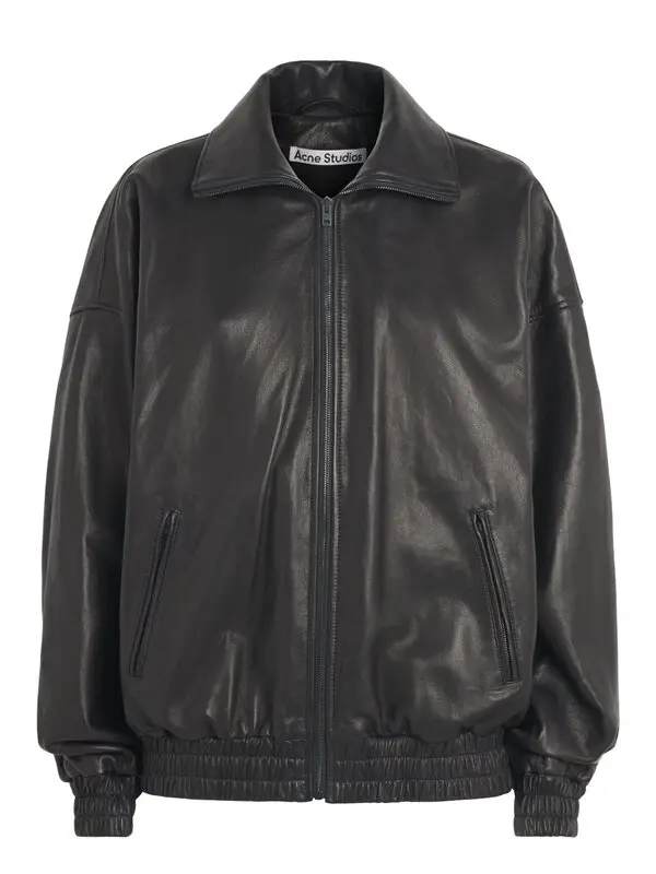 Acne Studios Leather Bomber Jacket - Black