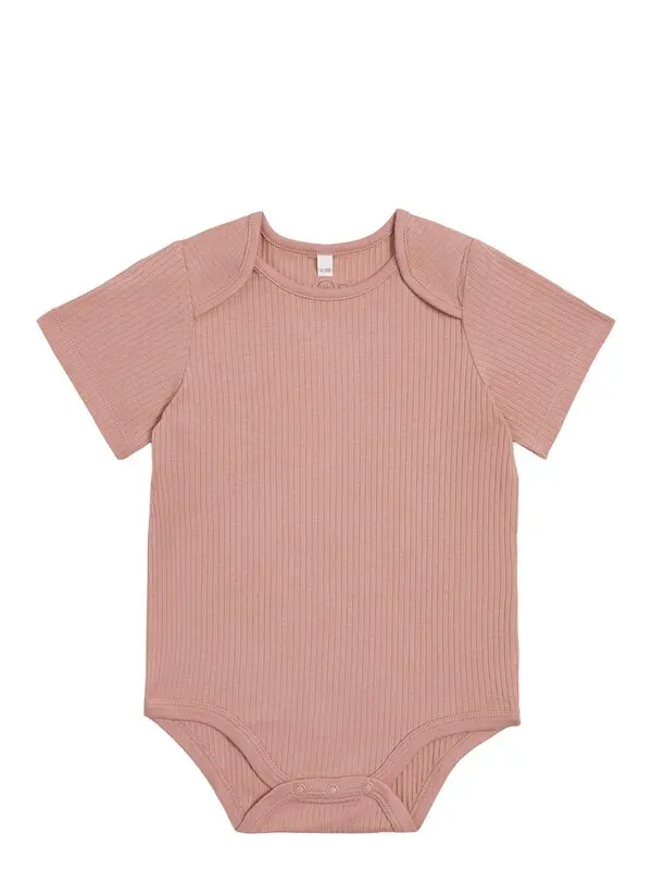 MORI Bamboo-blend Short-sleeve Bodysuit - Pink