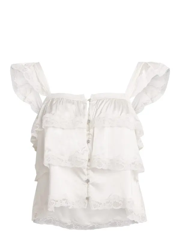 Alice + Olivia Tiered Lace Blouse - Ivory