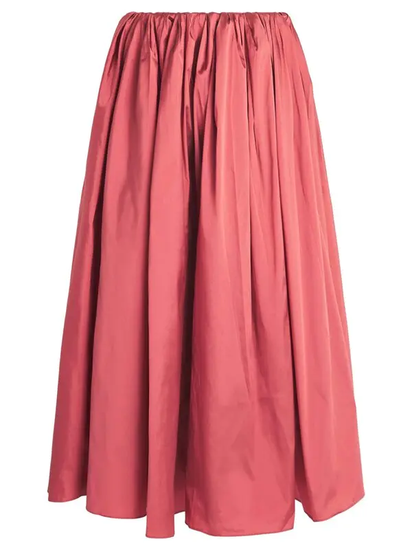 ABADIA Pleated Bodice Maxi Dress - Red