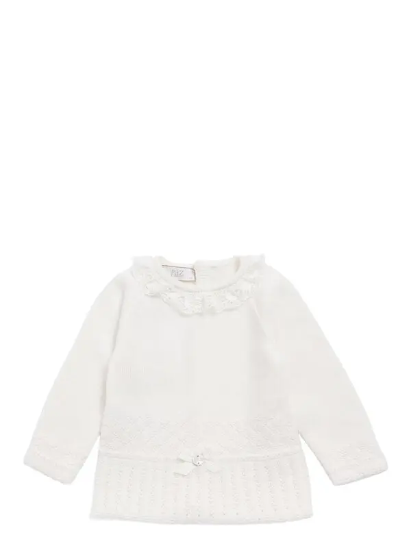 PAZ RODRIGUEZ Cotton Lace-trim Sweater With Bow Detail - Ivory