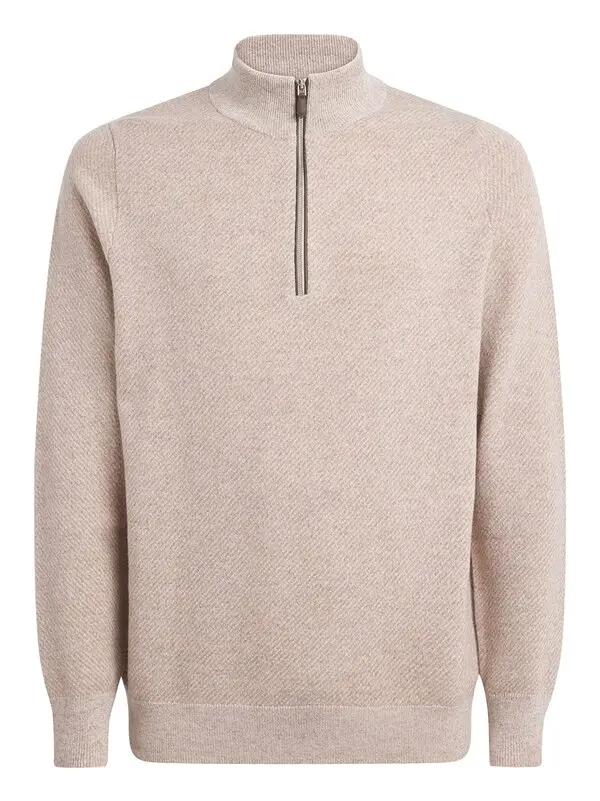 N.peal Cashmere Quarter-zip Sweater - Beige