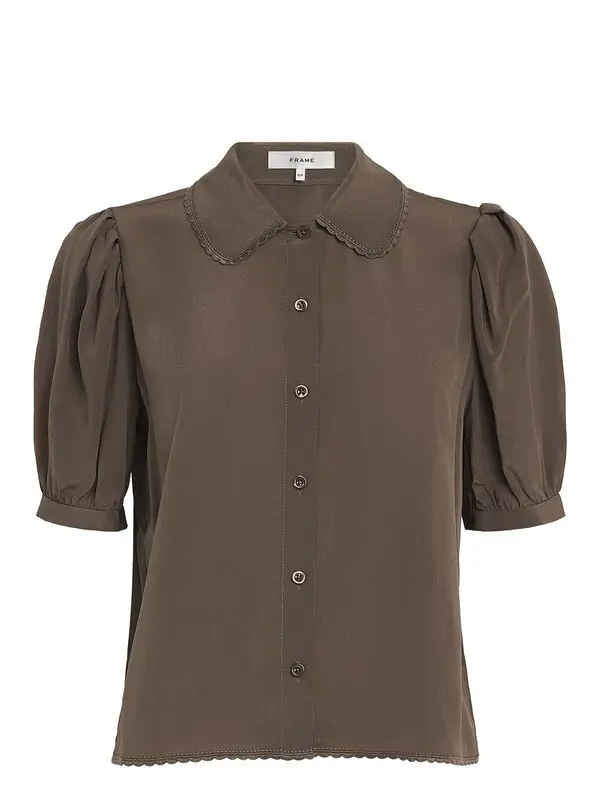 FRAME Silk The Prim Blouse - Green