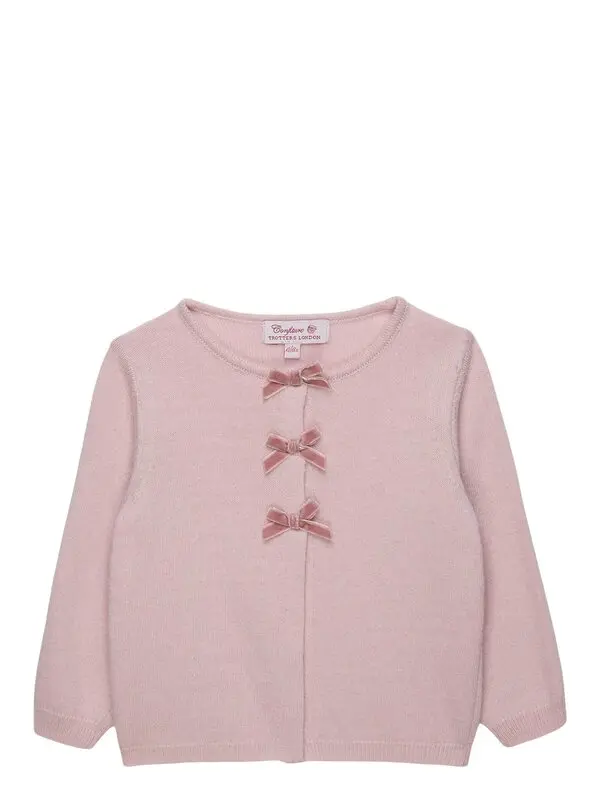 Trotters Knitted Bow Cardigan - Pink