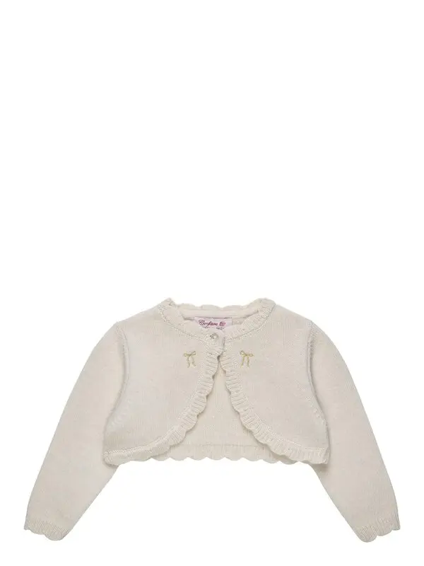 Trotters Maria Bow Embroidered Bolero Cardigan - White