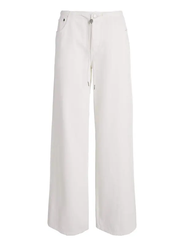 Still Here Drawstring Sport Wide-leg Jeans - Ivory