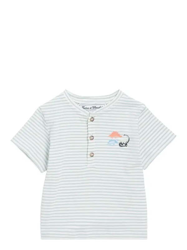 TARTINE ET CHOCOLAT Striped Button-up T-shirt - Green