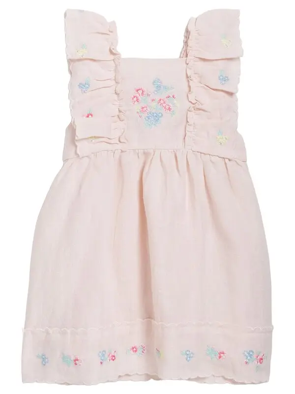 TARTINE ET CHOCOLAT Linen Embroidered Dress - Pink