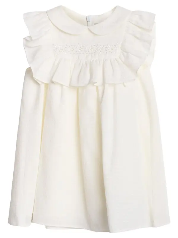 TARTINE ET CHOCOLAT Cotton-blend Ruffle-collar Dress - Blue