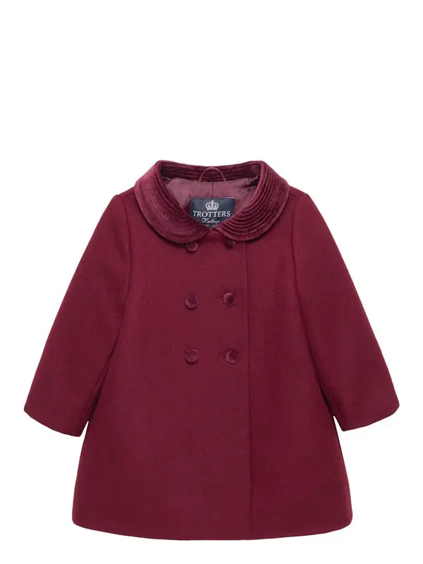 Trotters Wool Double-breasted Classic Coat - Red