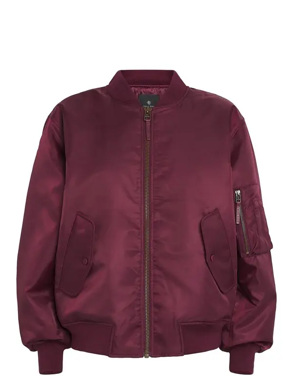 ANINE BING Cropped Leon Bomber Jacket - Burgundy