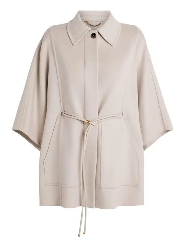 Agnona Double-faced Cashmere Felt Belted Cape - Beige