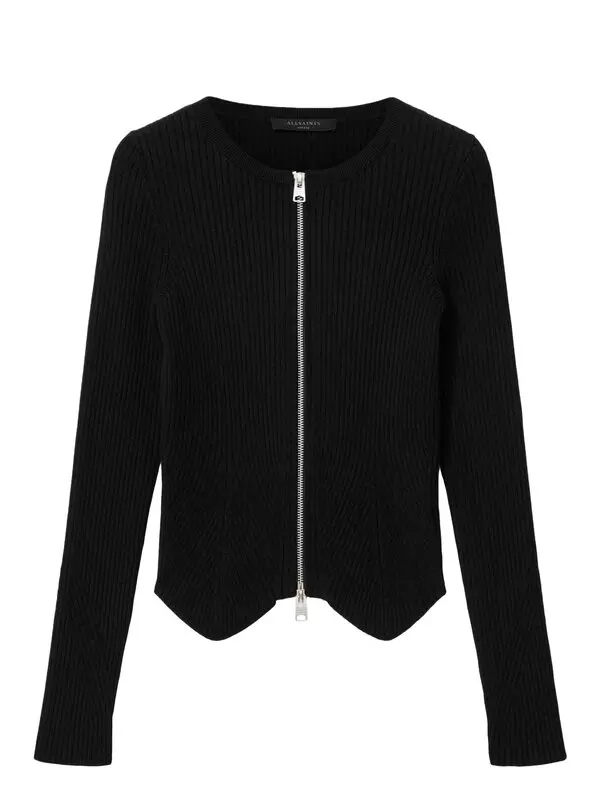 ALLSAINTS Ribbed Cruz Zip-up Cardigan - Black