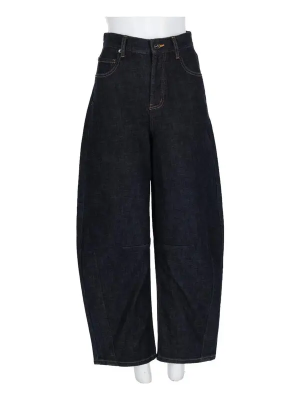 SELF-PORTRAIT High-waist Wide-leg Cropped Jeans - Blue