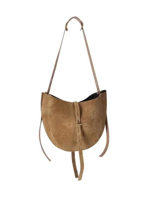 MINOBOSSI Suede Hobo Shoulder Bag - Beige