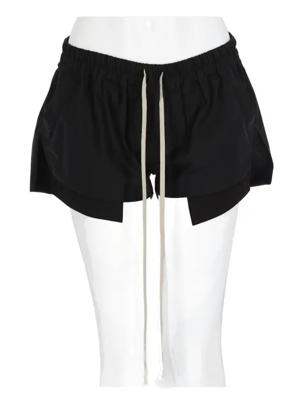 Rick Owens Drawstring Layered Hem Shorts - Black