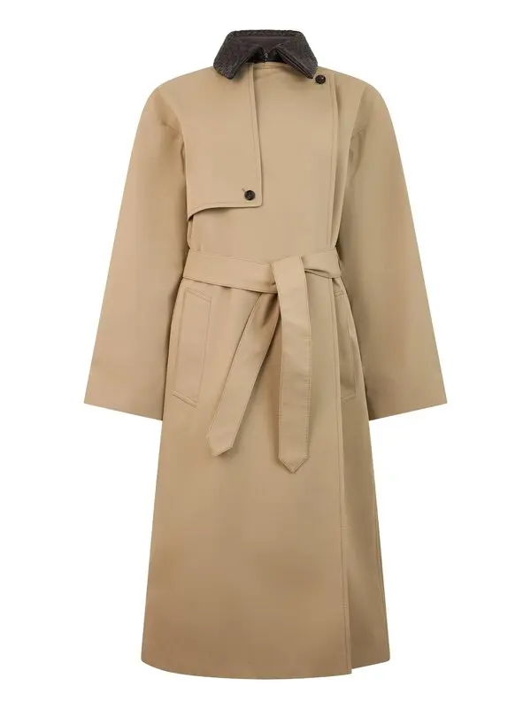 Bottega Veneta Woven Collar Trench Coat - Beige