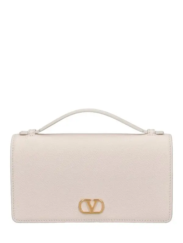 Valentino Garavani Textured Leather Top Handle Clutch Bag - White