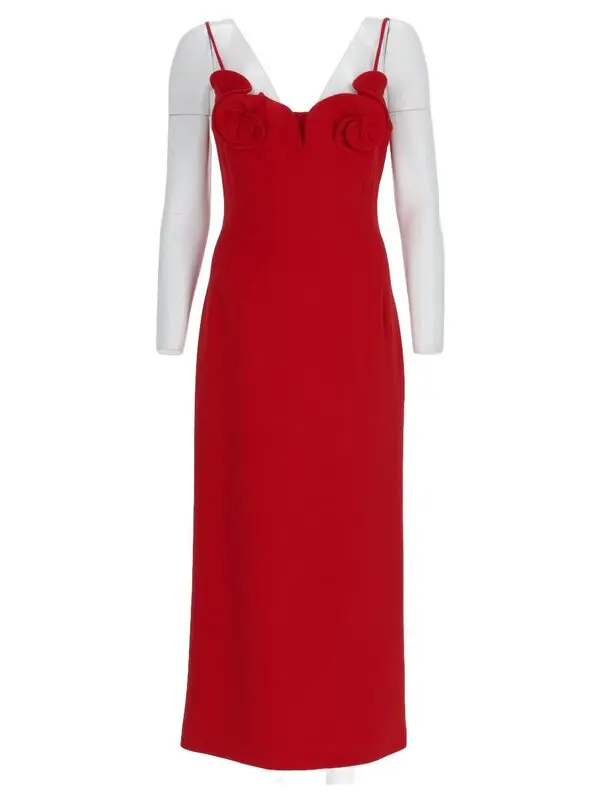 Magda Butrym Floral Appliqué Bust Midi Dress - Red