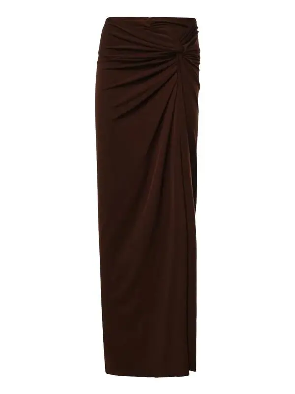 Andamane The Attico Draped Detail Slit Skirt - Marrone