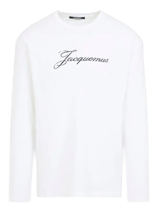 Jacquemus Le T-shirt Long Sleeve In Organic Cotton & Hemp - White