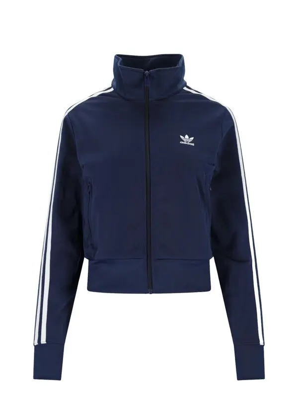 Adidas Cropped Track Jacket With Stand Collar - Blue