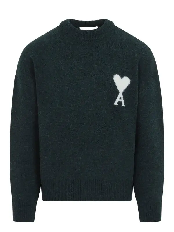 AMI Paris Alpaca Blend Pullover Sweater - Green