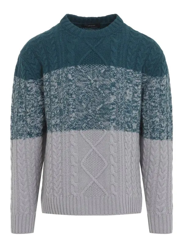 Kiton Cable-knit Color-blocked Cashmere Sweater - Grey