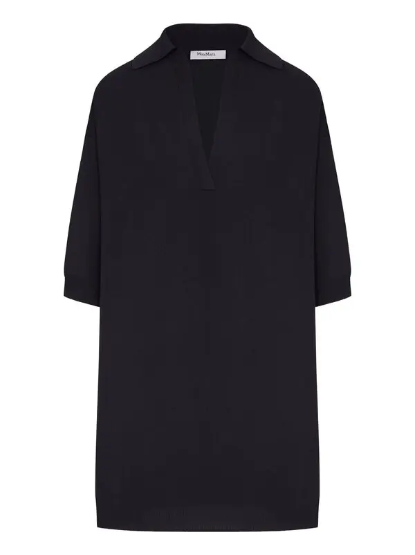 Max Mara Viscose Crepe Sweater With Cloth Stitch And Drop Shoulder - Nero