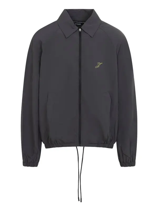 Jacquemus Zip-front Coach Jacket With Drawstring Hem - Grey