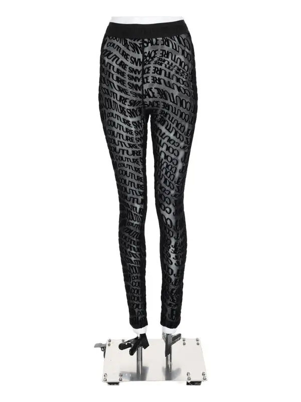 Versace Logo Jacquard Stretch Slim-leg Trousers - Black