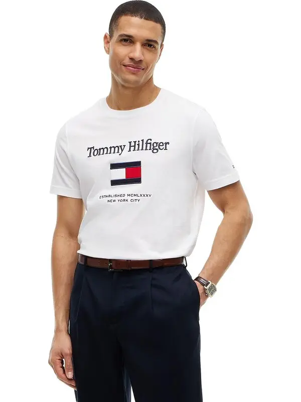 Tommy Hilfiger Embroidered Flag Logo T-shirt - White