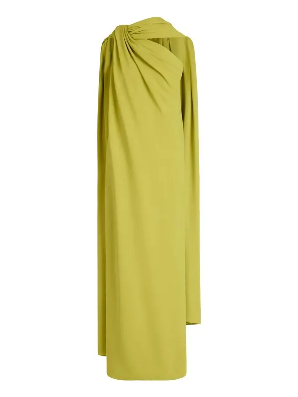 Oscar De La Renta Draped Georgette Caftan - Green