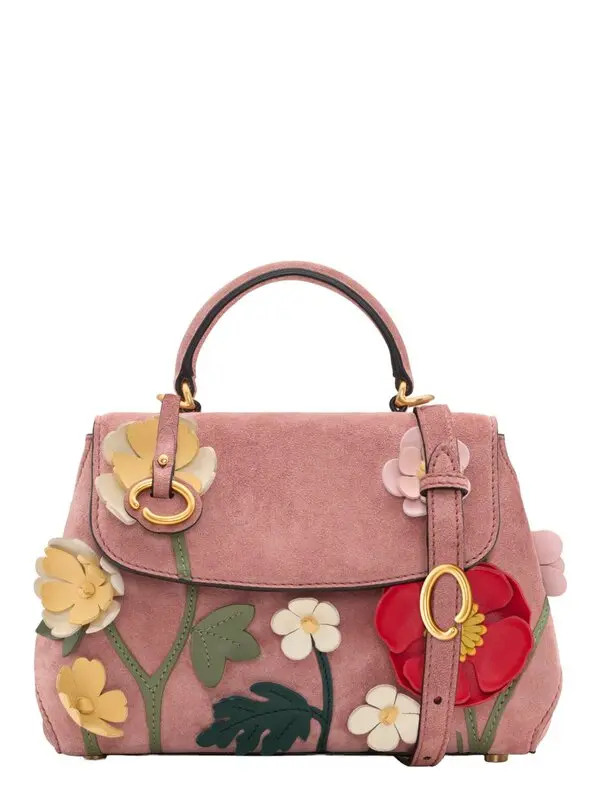 Oscar De La Renta Mini Poppy Suede Bag - Blush