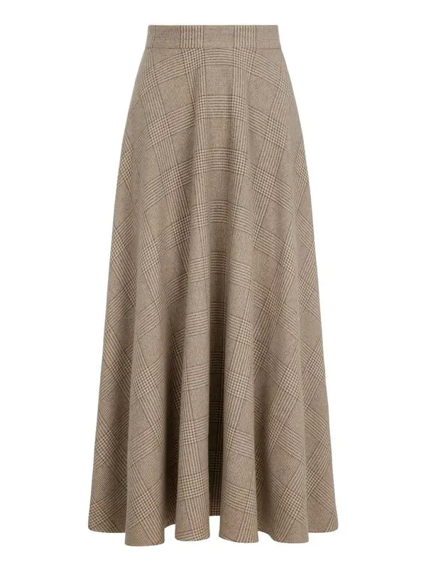 Oscar De La Renta Plaid Wool-cashmere Blend Skirt - Beige
