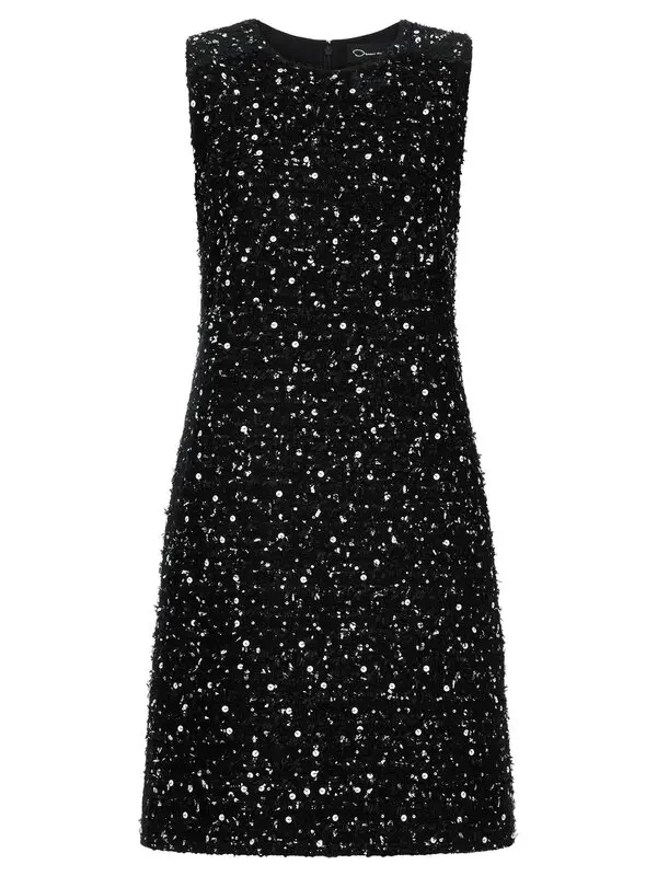 Oscar De La Renta Sequin Ribbon Tweed Dress - Black