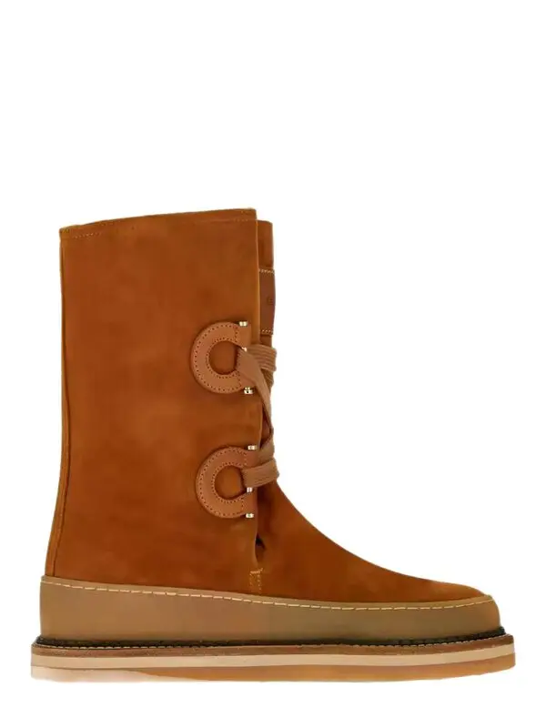 FERRAGAMO Gancini Lace-up Boots - Brown