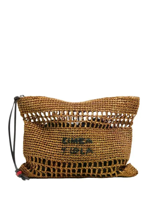 Bimba Y Lola Medium Raffia-effect Handbag - Gold