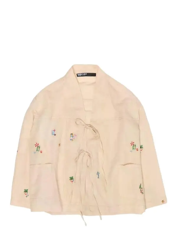 Bimba Y Lola Embroidered Kimono Jacket - Neutrals