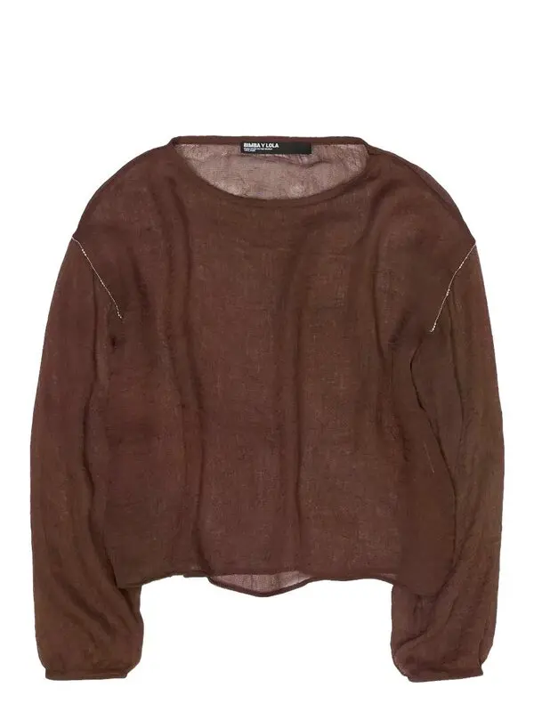 Bimba Y Lola Boxy Sweater With Metallic Beads - Brown