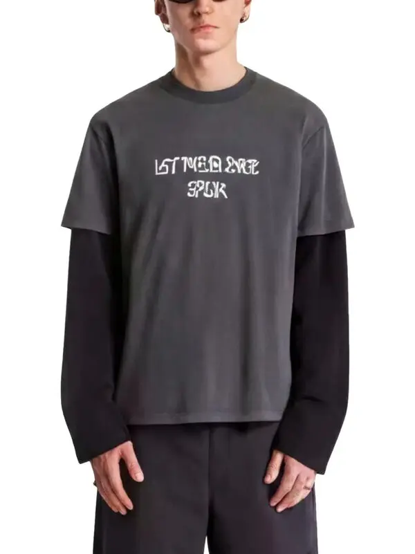 HELIOT EMIL Tacito Layered-sleeve T-shirt - Grey