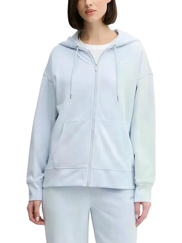Dkny Logo-appliqué Zip-up Hoodie - Blue