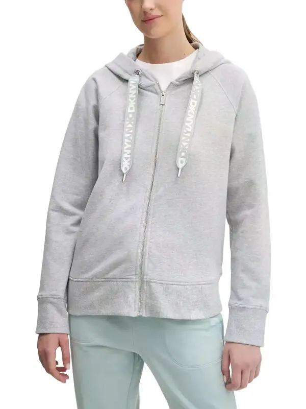 Dkny Hooded Zip-up Top - Grey