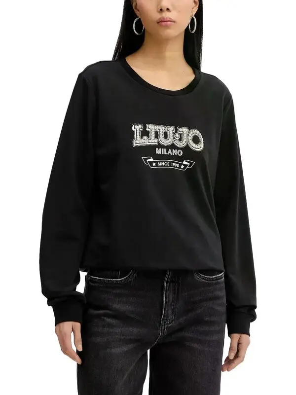 Liu Jo Long Sleeve Crewneck Logo Top - Black