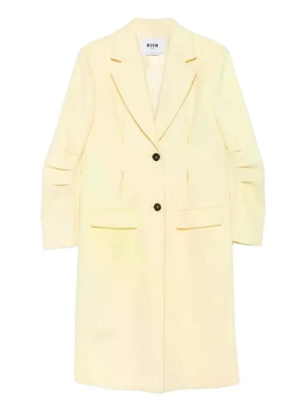 MSGM Single-breasted Coat With Pleated Detailing - Yellow