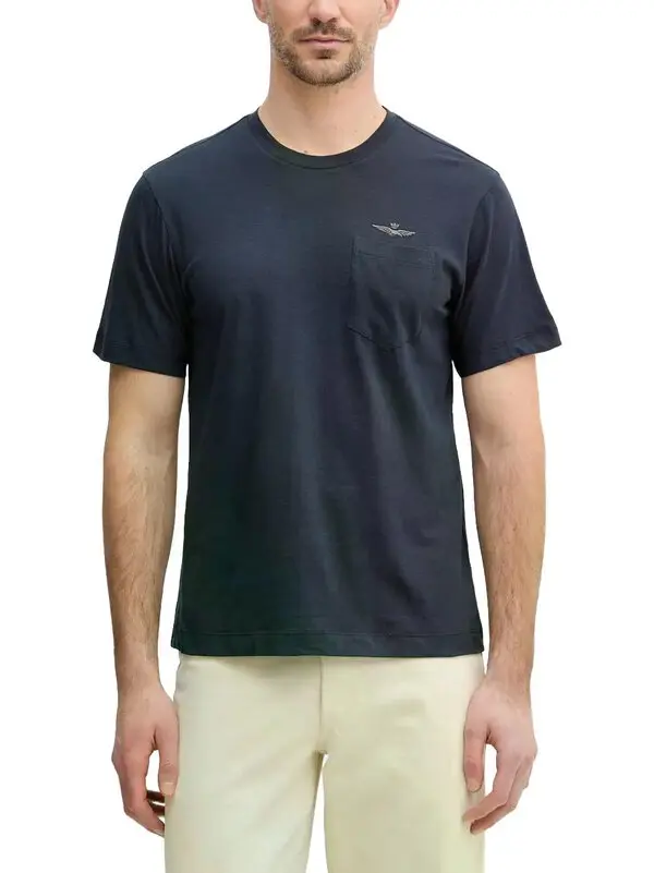 AERONAUTICA MILITARE Logo-embroidered Chest-pocket T-shirt - Blue