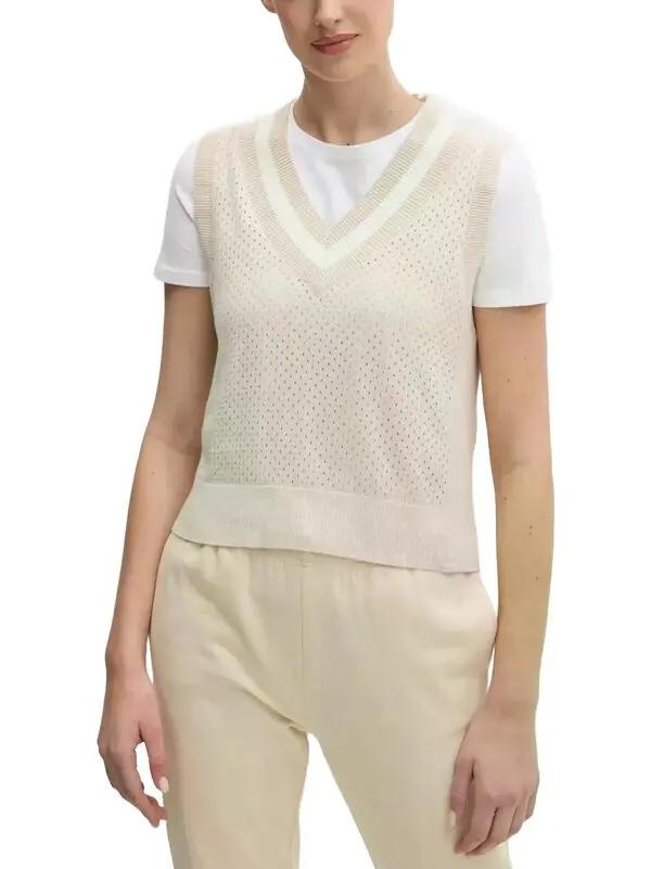 Dkny Perforated V-neck Vest - Neutrals