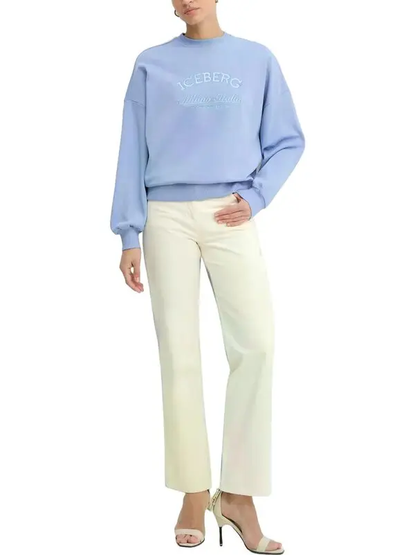 Iceberg Logo Embroidered Dropped-shoulder Sweater - Blue