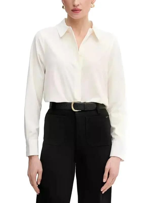 Dkny Classic Collar Shirt With Curved Hem - Neutrals